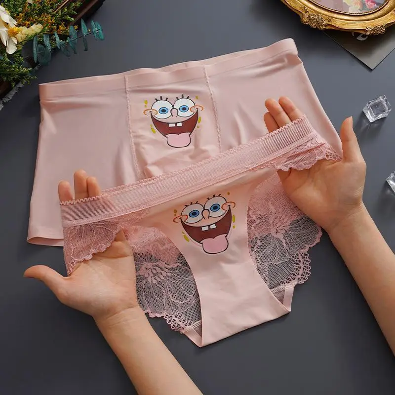 SpongeBob-Pink-Couple-Underwear-Ice-Silk-Lace-Briefs-Boxes-Cute-Cartoon ...