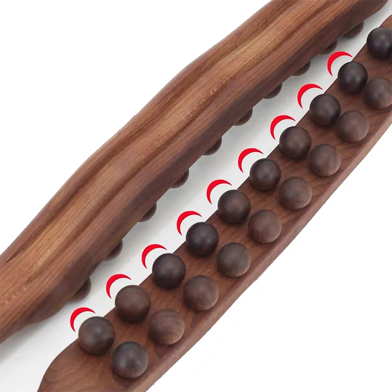 Generic 8/20 Beads Gua Sha Massage Stick Carbonized Wood Back Scrapping ...
