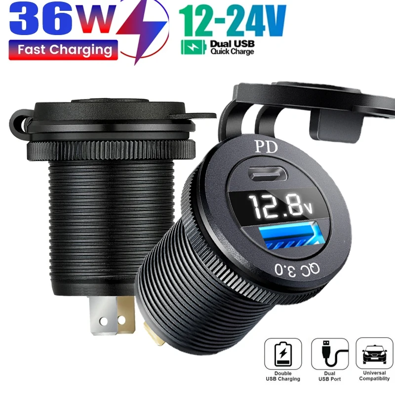 PD-digital-voltmeter-12v-usb-a-3-0-car-charger-outlet-socket-adapter ...