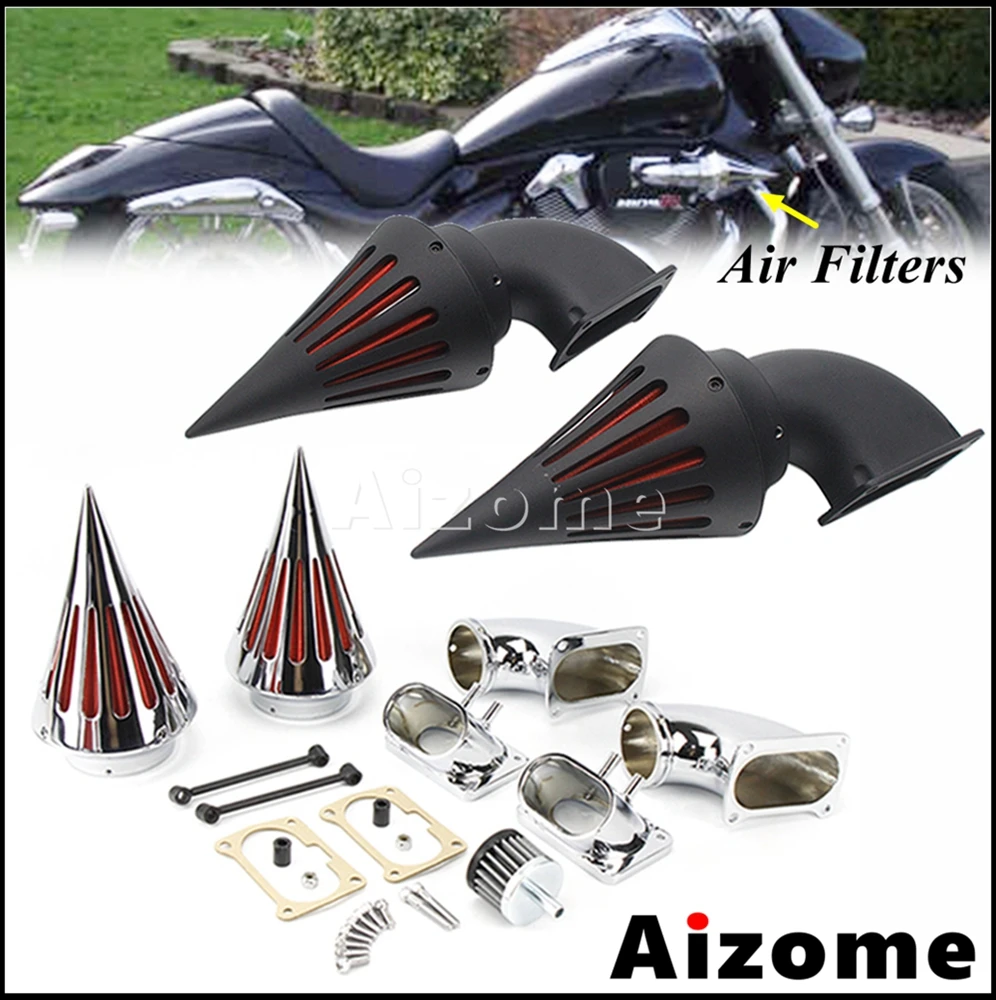 Aluminum-Motorcycle-Dual-Spike-Cone-Air-Filters-For-Suzuki-Boulevard ...