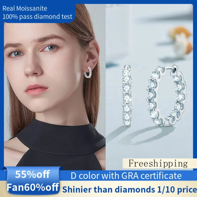 Real-Moissanite-round-Earrings-Women-s-Diamond-Earrings-Silver-Earrings-s925-100-Pass-the ...