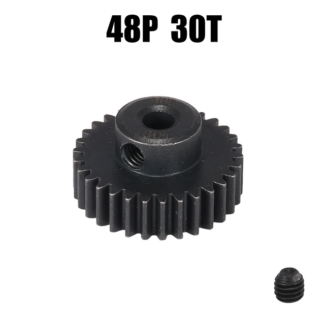 Shaluoman Blcak Hardened Steel 48p 3.175mm Motor Gear 1PCS 16T-20T 21-25T 26T-30T Metal Pinion ...