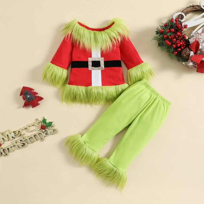 Kids-Christmas-Clothes-Set-for-Boys-Girls-Plush-Tops-and-Elastic-Waist ...