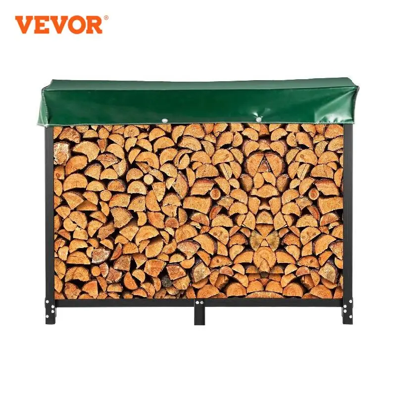 VEVOR-Firewood-Log-Rack-8ft-Firewood-Rack-Outdoor-Black-Firewood-Rack ...