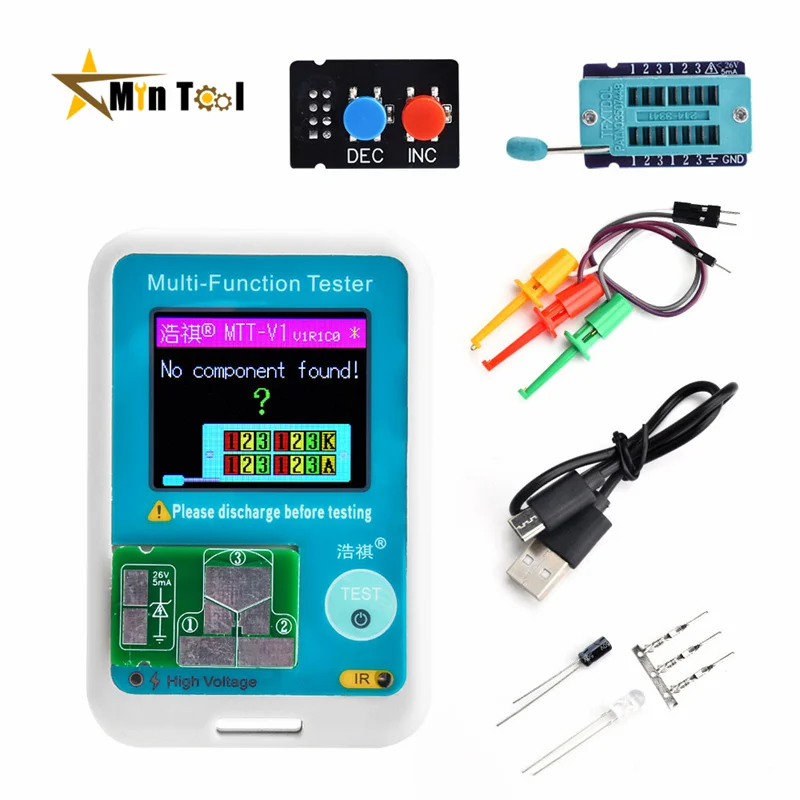 LCR TC2 v2.3e/MTT V1 esr medidor transistor tester display colorido tft ...