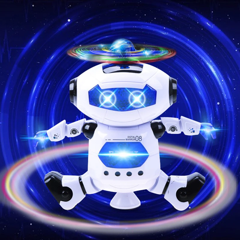 Electric-Robot-Toy-360-Space-Rotating-Dance-Rotating-Glow-LED-Light ...