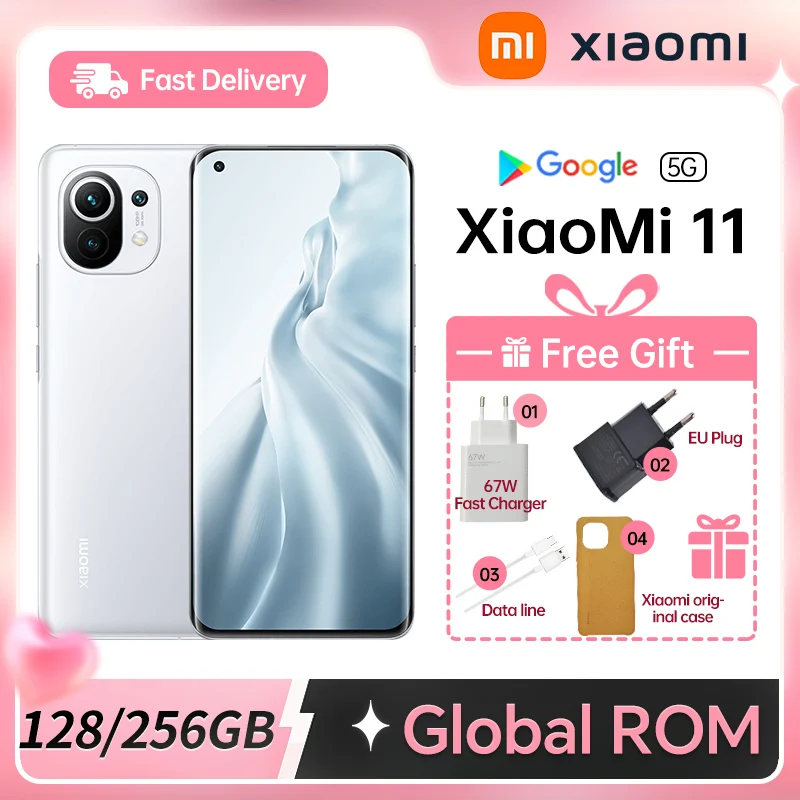 Global Rom Xiaomi Mi 11 Cellphone Snapdragon 888 Octa Core 128gb/256gb Xiaomi 11 Smartphone ...