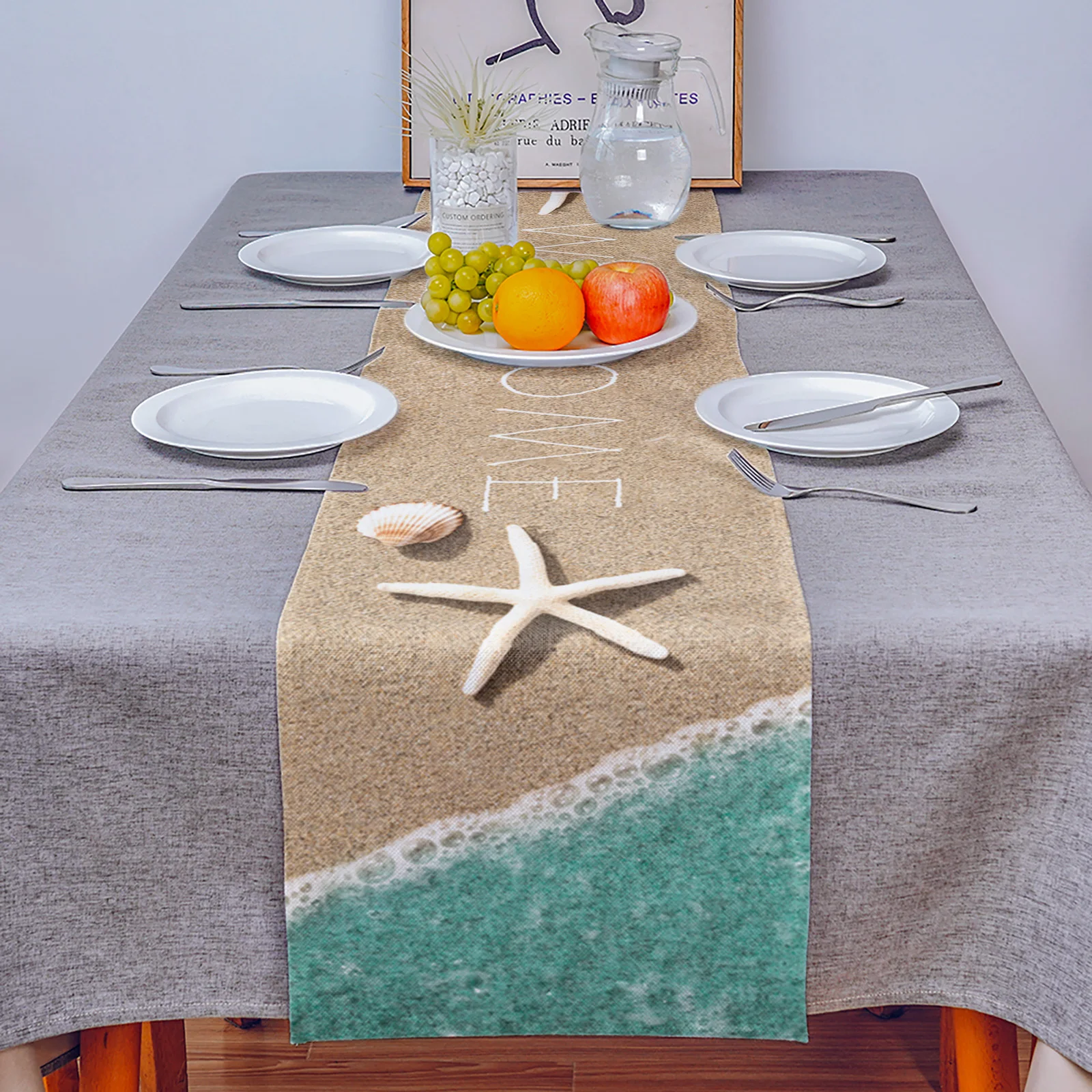 Burlap Table Runner Round Table