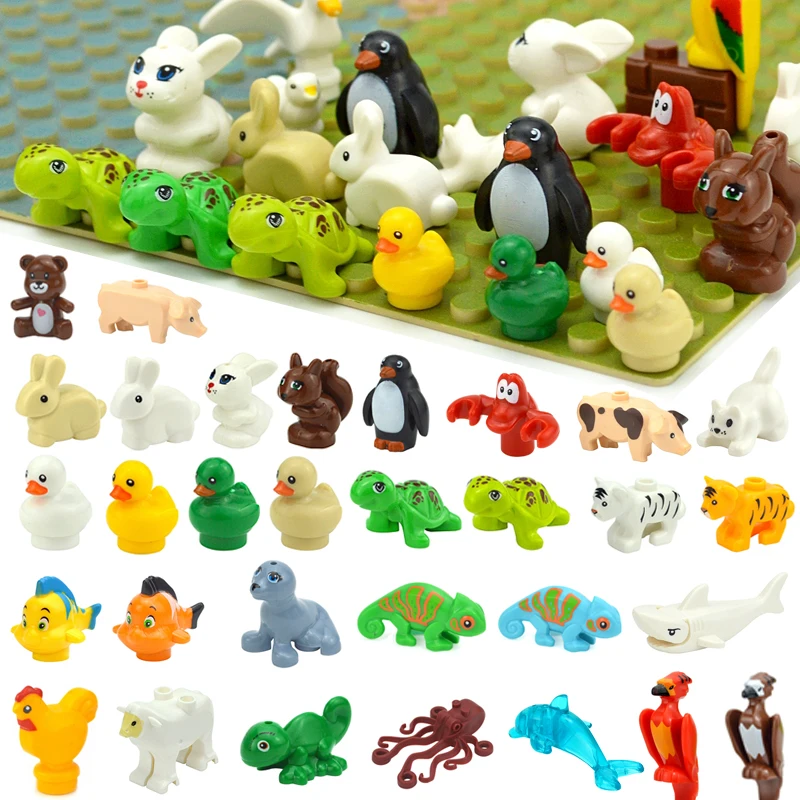 Brick Animals Moc Figures Fish Crab Lobster Dolphin Duck Seagull Rabbit ...