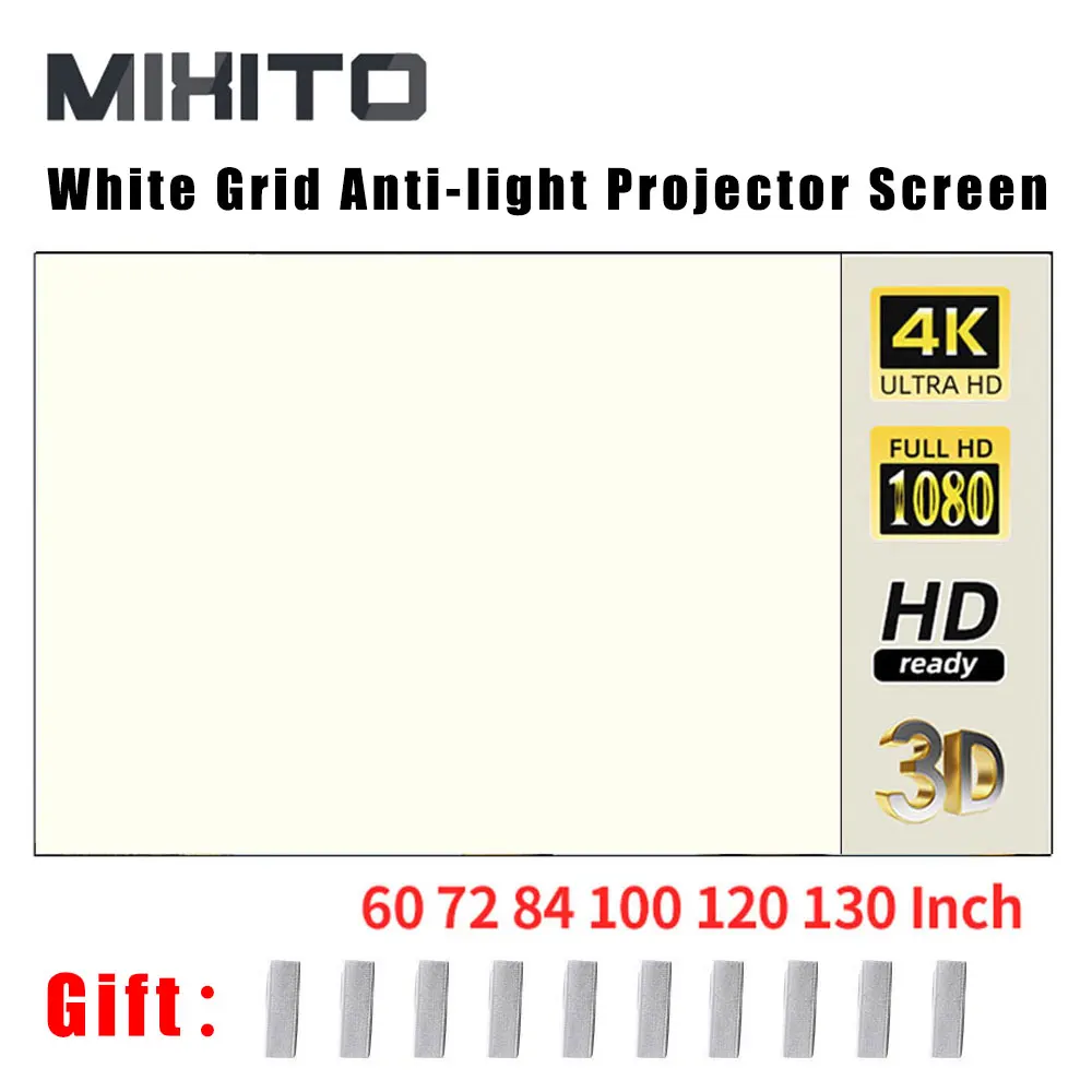 MIXITO-Simple-White-Grid-Anti-Light-Screen-Portable-Projector-Screen-60 ...