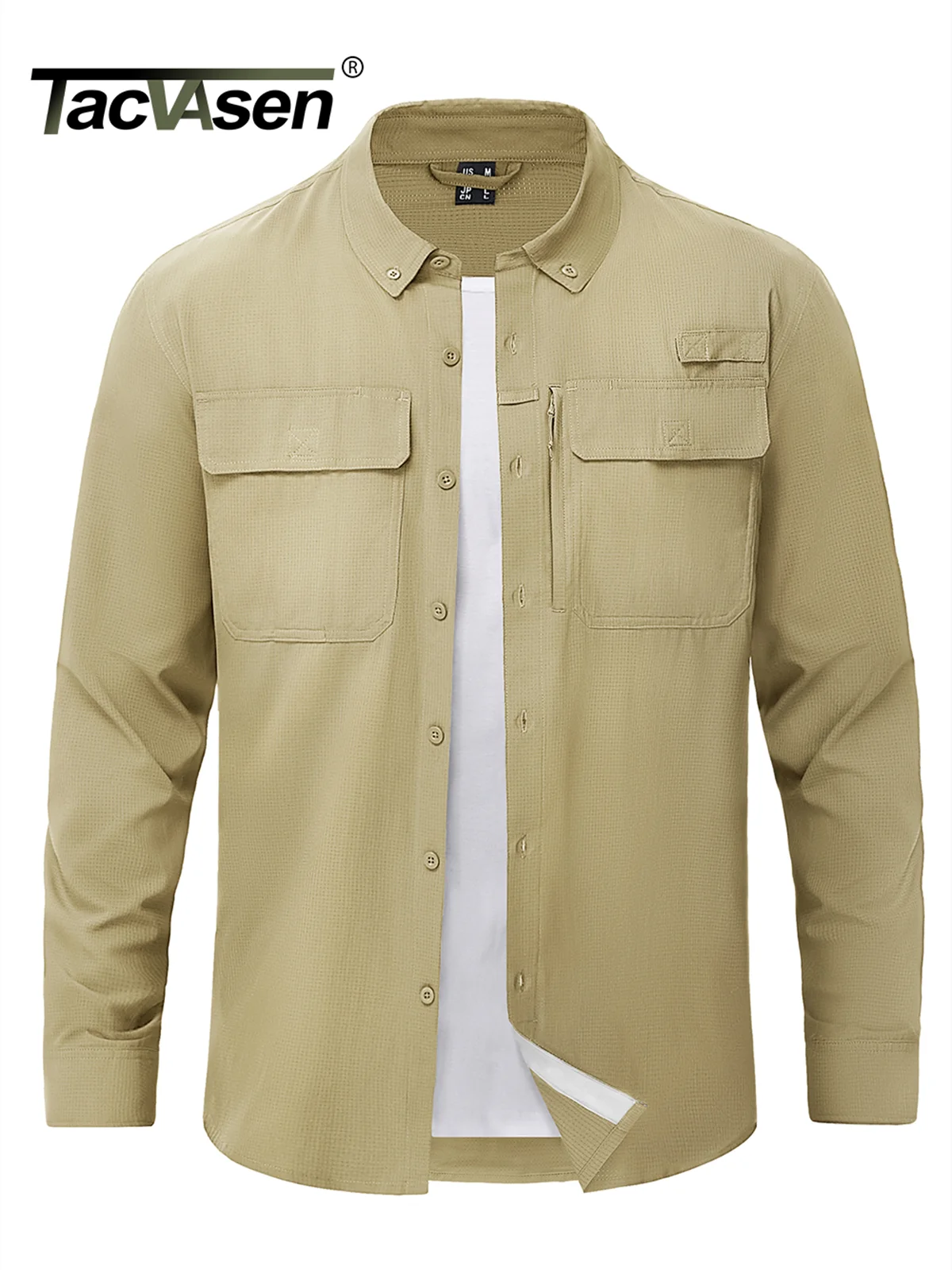 TACVASEN Camisas de pesca con botones para hombre UPF 50+, camisas ...