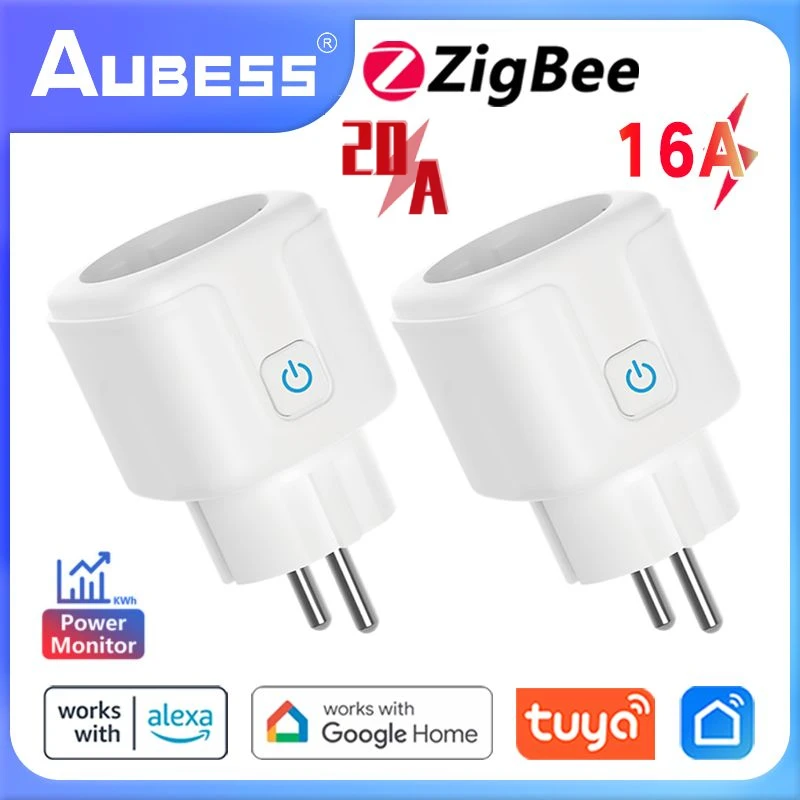 Aubess ZigBee EU Smart Plug 20A/16A Tuya Smart Life Socket With Power Monitor Timer Outlet Smart ...