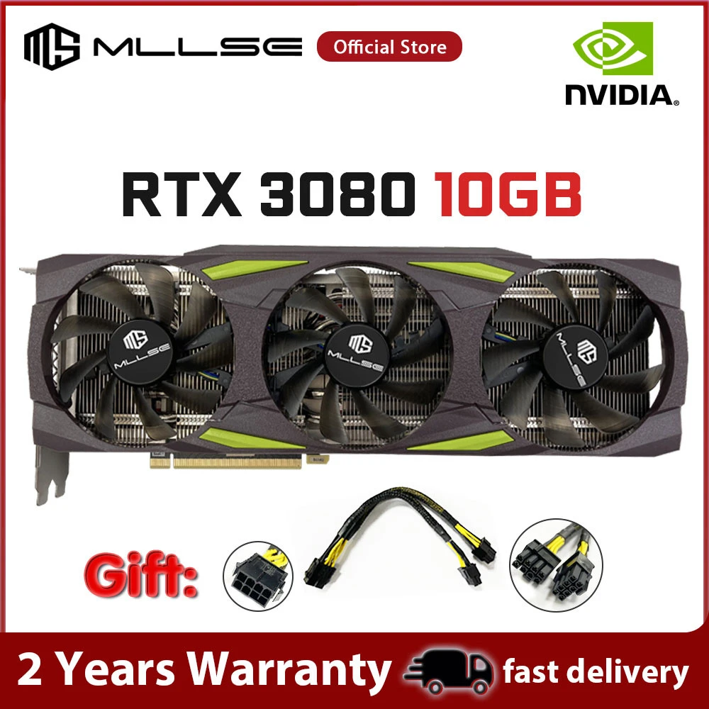 Mllse RTX3080 10G GAMING placa gráfica gddr6x 320bit 8pin + 8pin 1440 ...
