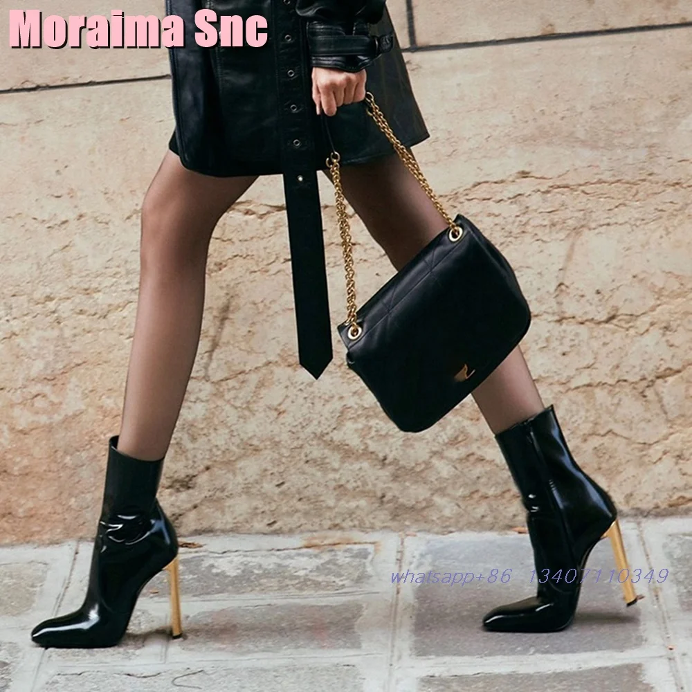 Botines-de-charol-con-punta-cuadrada-para-mujer-botas-modernas-con ...