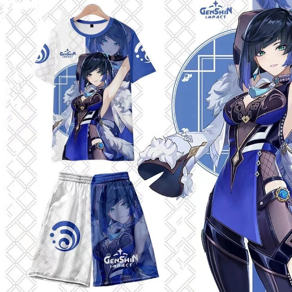 Yelan-Cosplay-T-Shirt-Shorts-Pant-Genshin-Impact-Yelan-Tops-Costume ...