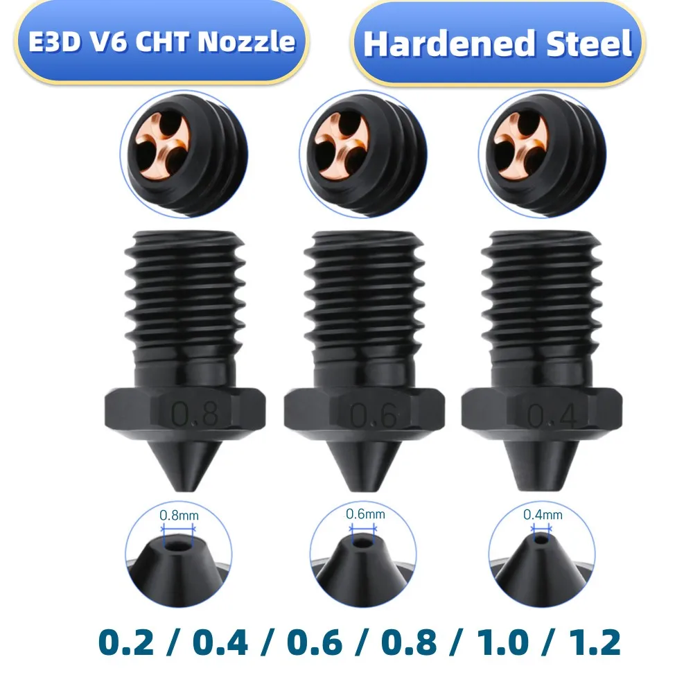 3d Printer E3D V6 CHT Hardened Steel High Flow Clone Nozzle 0.4mm Hotend Titan Extruder Nozzle ...
