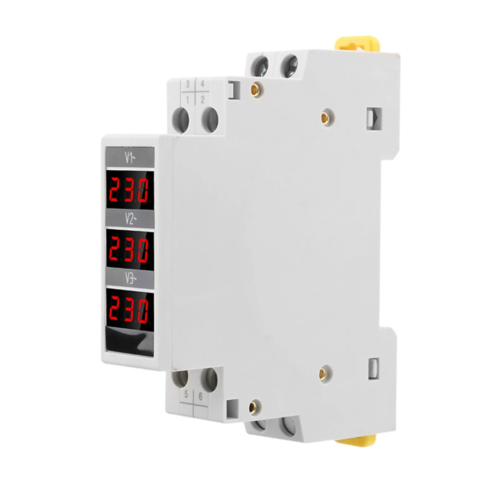 SDM010-3-Phase-Modular-Volt-Voltage-Meter-Gauge-AC-80-500V-DIN-Rail ...