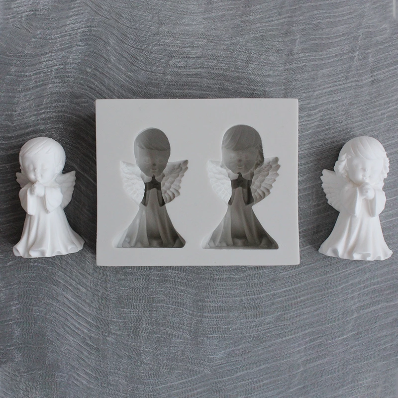 3d Angel Prayer Silicone Mold Epoxy Diy Soft Pottery Clay Plaster Tool ...