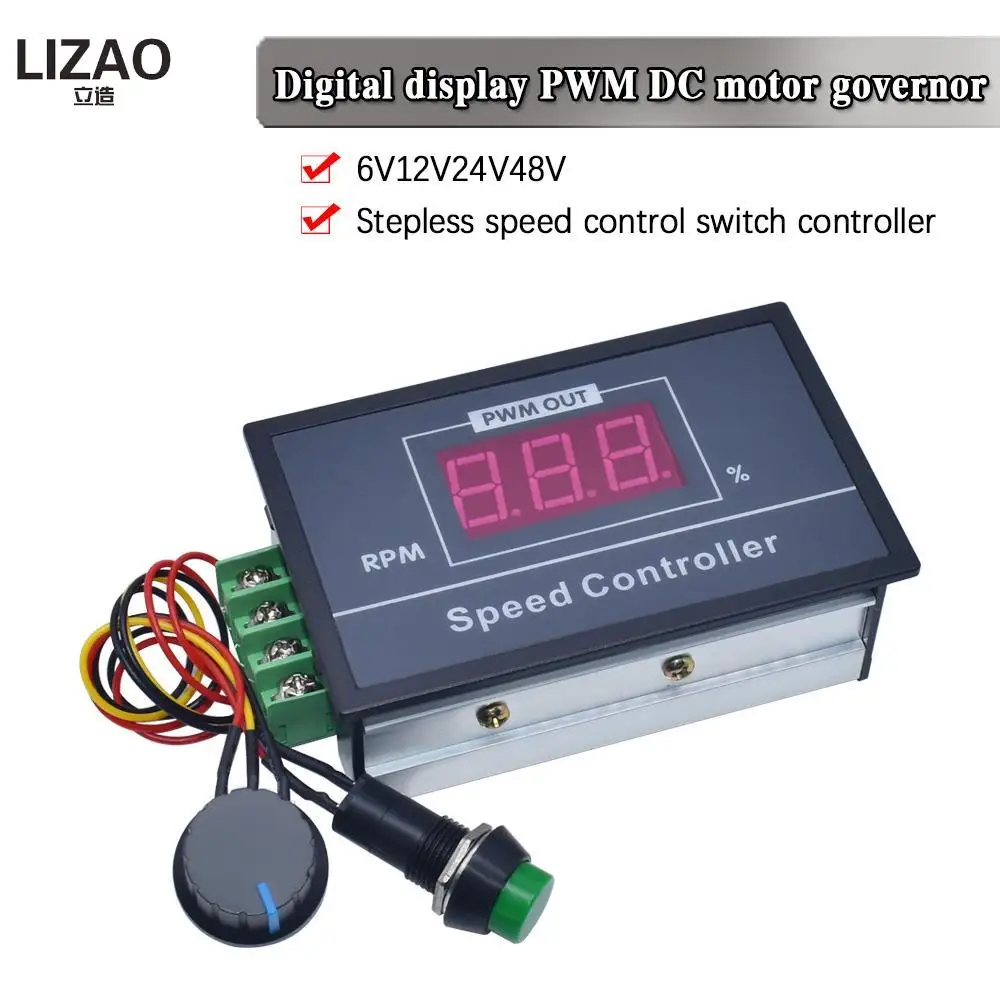 30A DC6V-60V 12V 24V 48V PWM Motor Speed Controller Digital LED Display ...