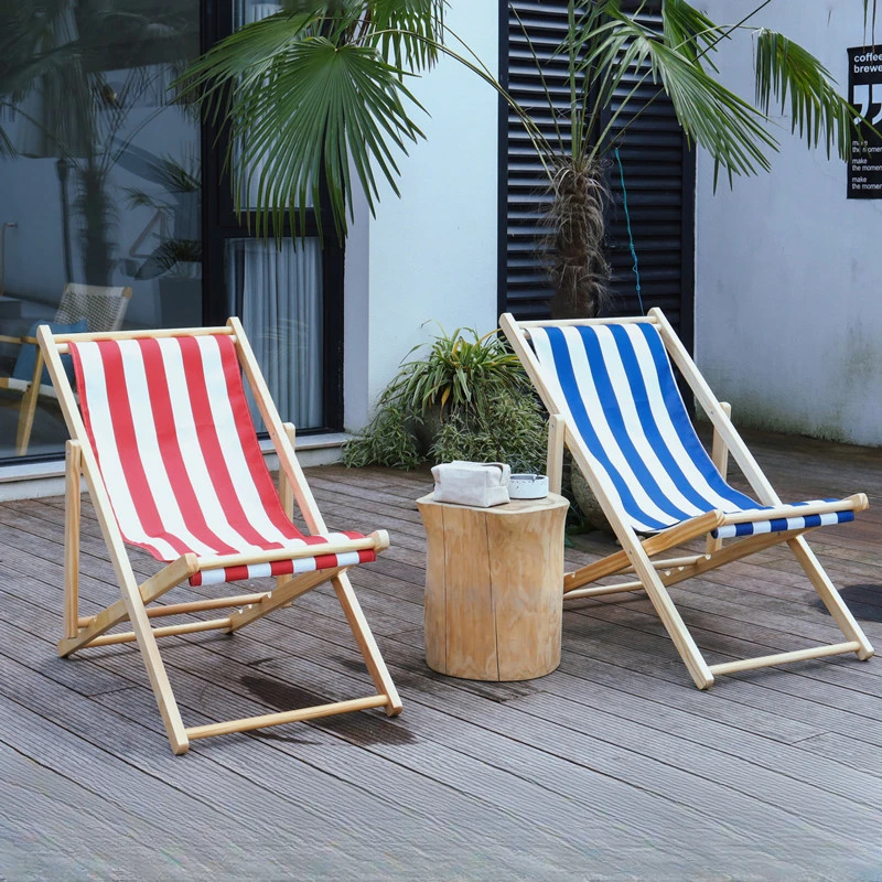 Simple-Canvas-Beach-Chair-Lazy-Folding-Lounge-Wood-Beach-Chair-Portable ...