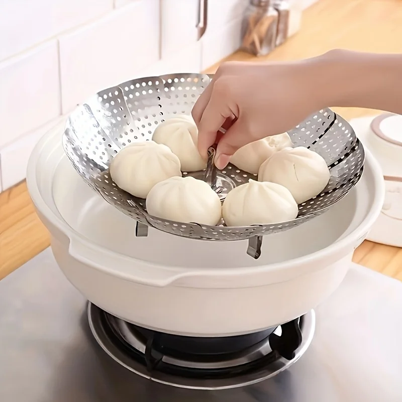 Foldable Stainless Steel Steamer, Collapsible Cooking Rack for Kitchen ...