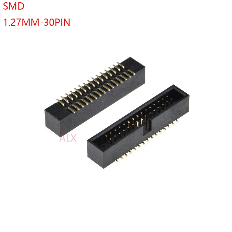 5pcs SMT 30 PIN 1.27MM pitch MALE SOCKET straight idc box headers PCB ...