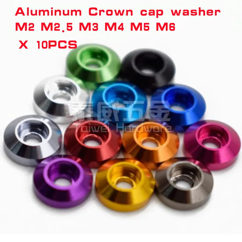 5/10pcs/lot Crown cap head aluminum washer M2 M2.5 M3 M4 M5 M6 ...