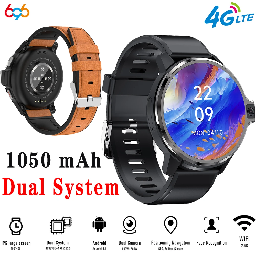 DM30 4G Men Smart Watch Dual System GPS Android 9.1 400*400 HD Screen ...