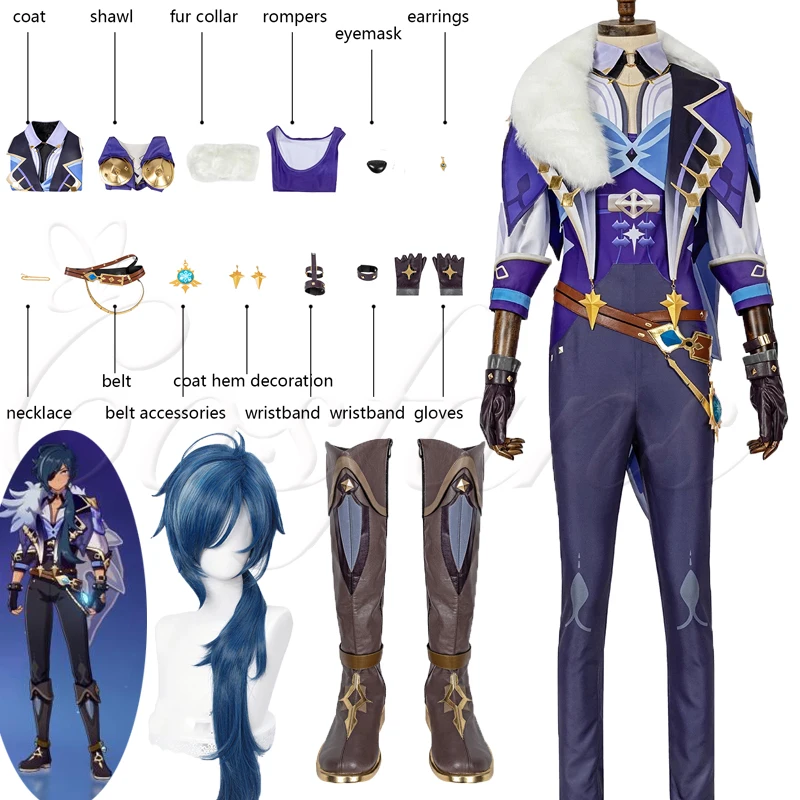 Game Genshin Impact Kaeya Alberich Cosplay Costume Kaeya Clothes Boots ...