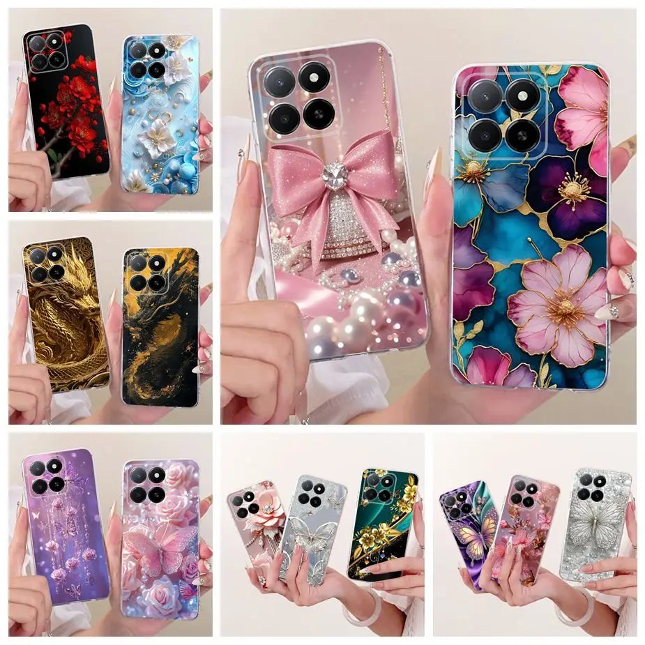 For Honor X5b 4G Case HonorX5b Plus GFY-LX2P Luxury Bow Flowers Painted ...