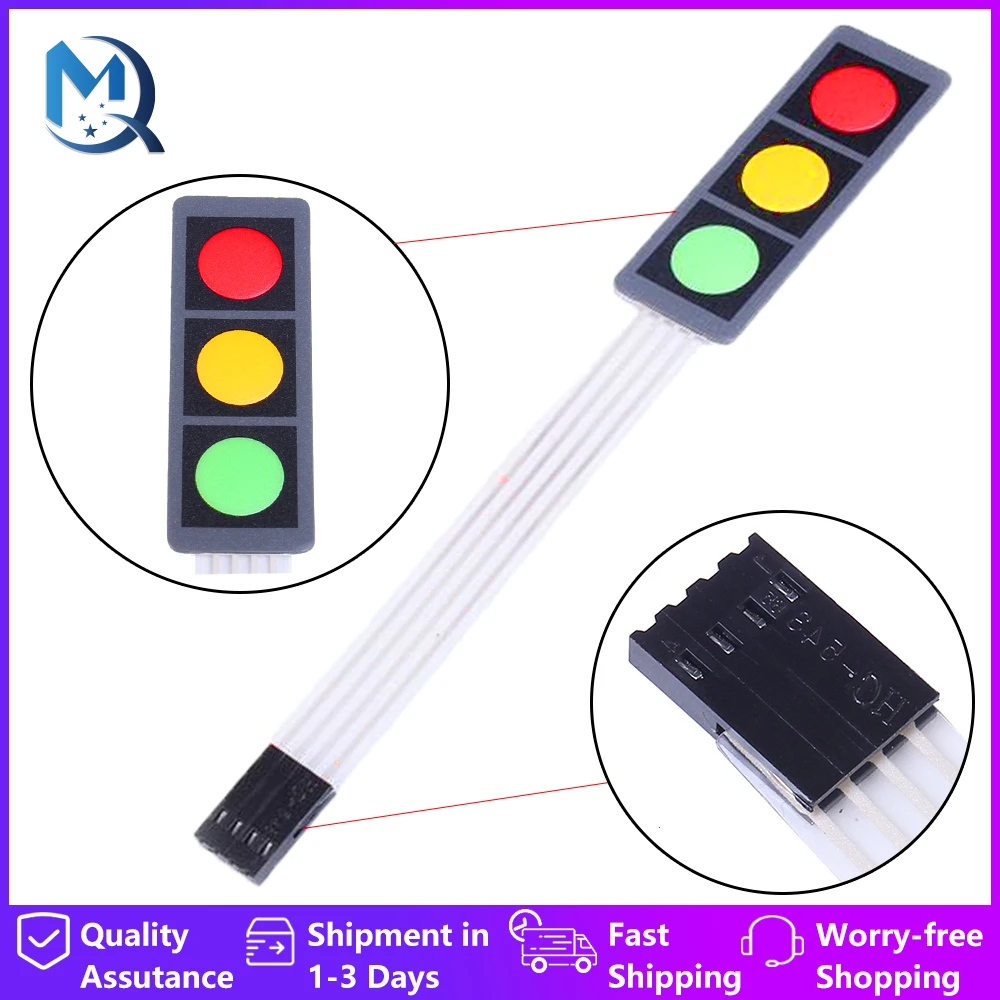 1*3 Key Button Membrane Switch 1*3 Matrix Array Keyboard 1X3 Keypad with LED Control Panel Pad ...