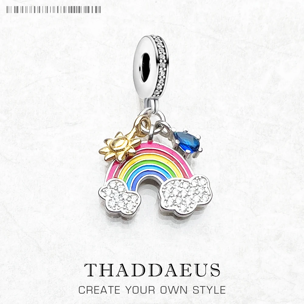 DIY-Trendy-Love-Pendant-Kawaii-Rainbow-Sun-Rain-Charm-925-Sterling ...