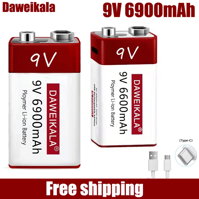 100-New-9V-USB-rechargeable-Li-Ion-battery-9V-6900mAh-is-suitable-for ...