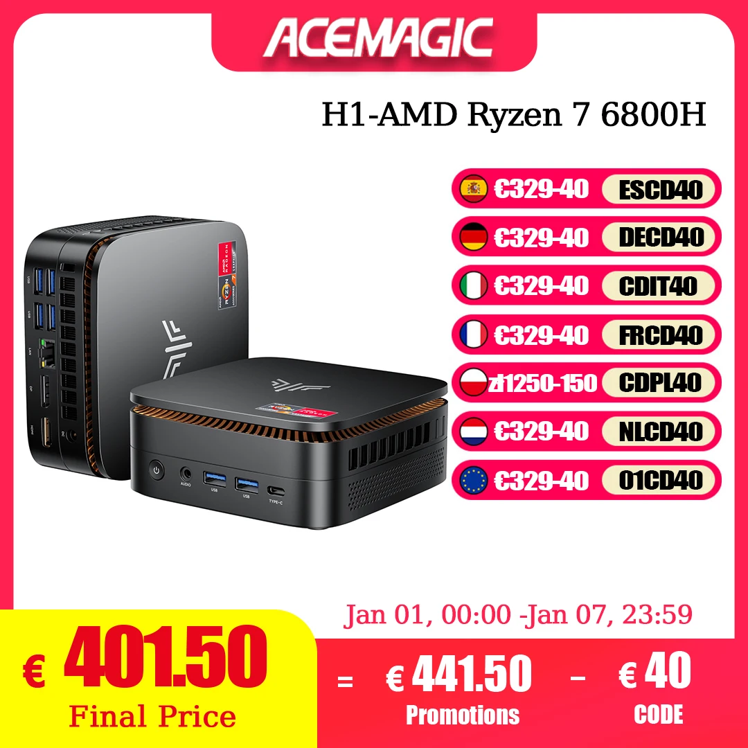 ACEMAGIC Mini PC AMD Rzyen 7 6800H z EU za $402.85 / ~1480zł - LowcyChin.pl