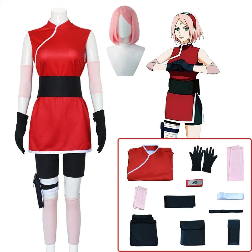 Haruno Sakura Cosplay Anime Costume Women Girls Skirt Outfit Unisex ...