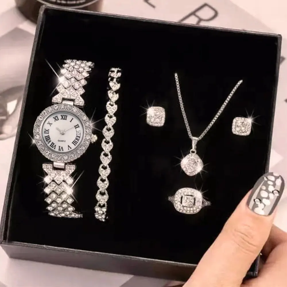 5pcs-Fashionable-Luxury-Watch-Set-Women-Classic-Style-Picture-Box-Alloy ...