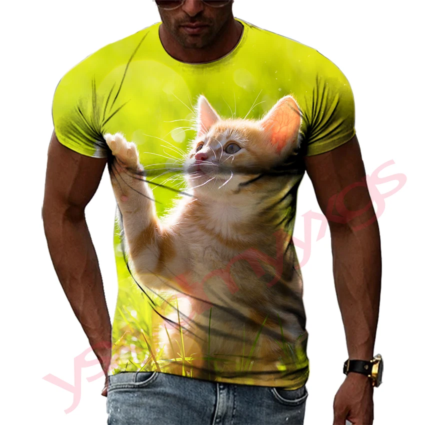 Summer-Fashion-Cat-picture-Trend-T-Shirts-For-Men-Casual-3D-Print-Tees ...
