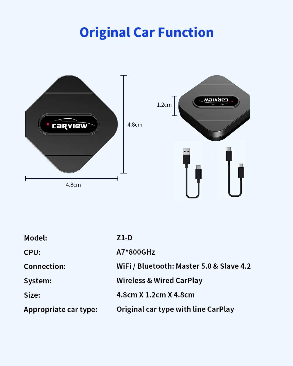 CARVIEW Carplay AI Box USB Plug and Play Car OEM Wired CarPlay to ...