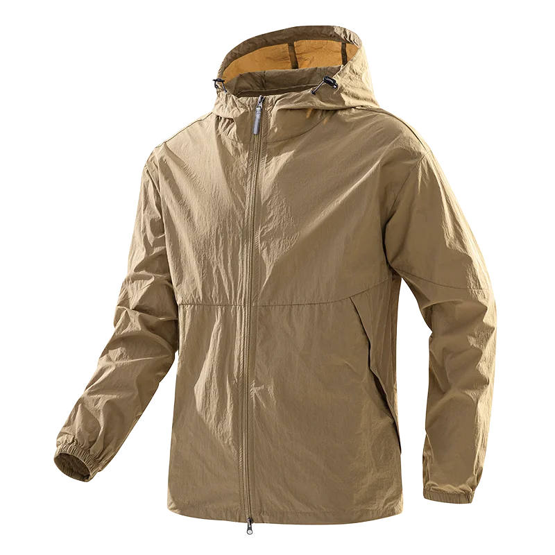 UPF50+Men's Hooded Windbreaker Sunscreen Jacket - Ultra Light Summer ...