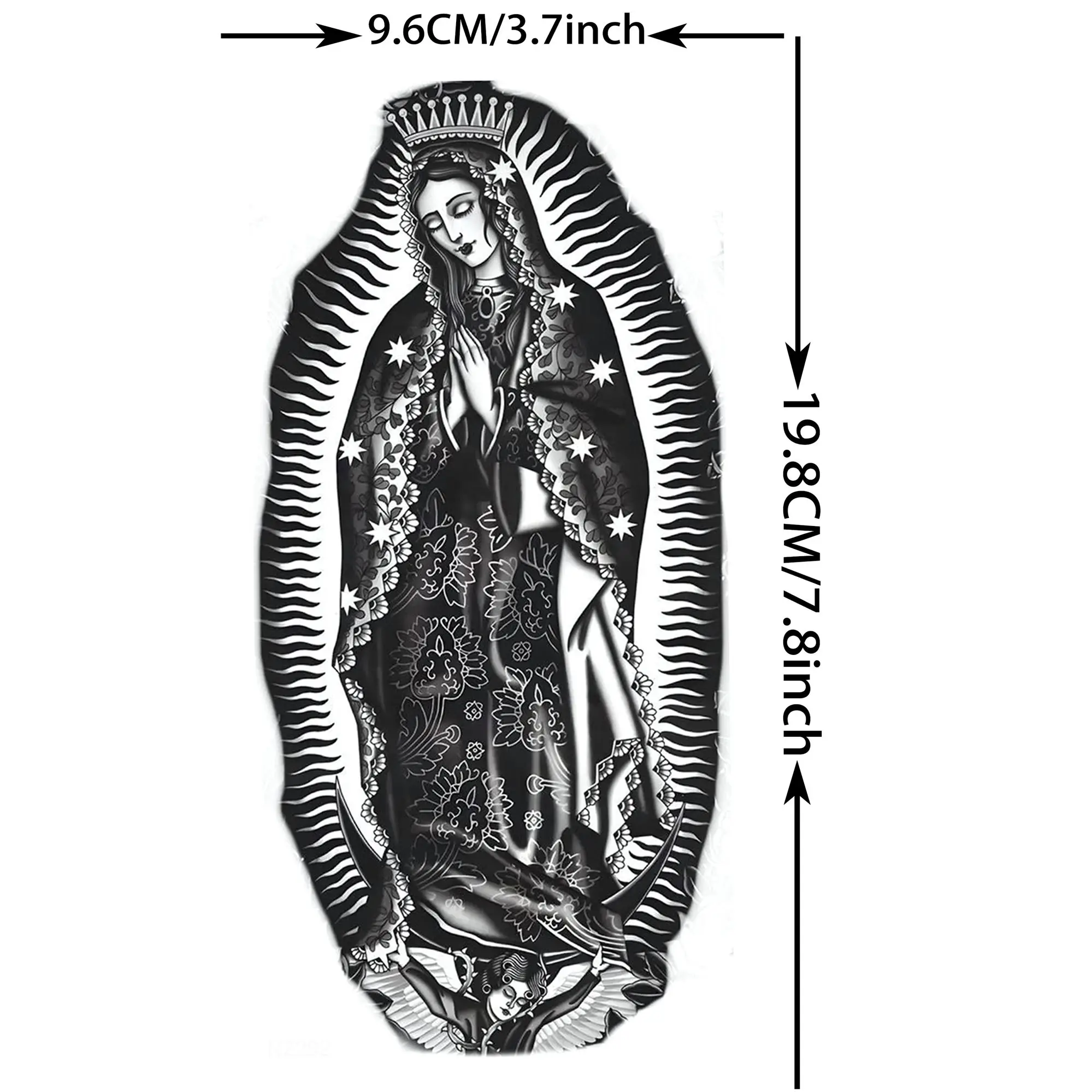 1 Sheet Waterproof Chicano Guadalupe Virgin Mary Temporary Tattoos ...