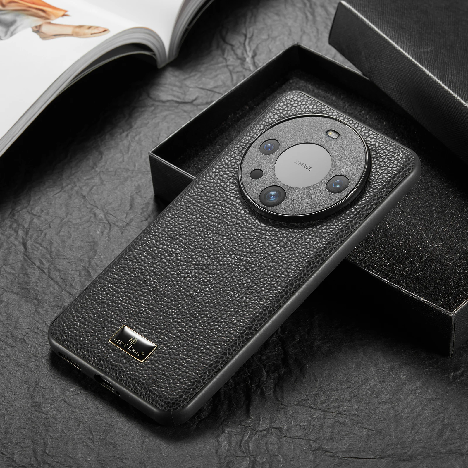 Retro-Black-Leather-Phone-Case-For-Huawei-Mate-60-Pro-Plus-Shockproof ...