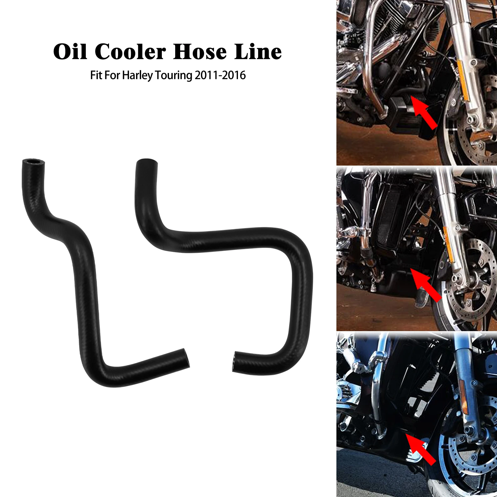 Motorcycle Black Oil Cooler Hose Line Oil Drain Tube Rubber For Harley ...