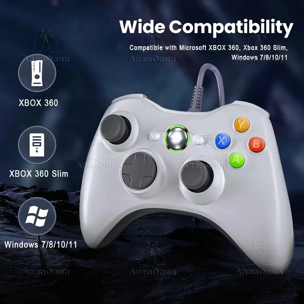 Xbox-360-Controller-PC-Gaming-Control-USB-Wired-Remote-Gamepad-Dual ...