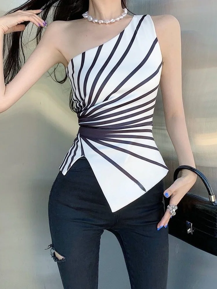 Women Sexy Skinny Striped Design Corset Stretch Tube Streetwear 2022 ...