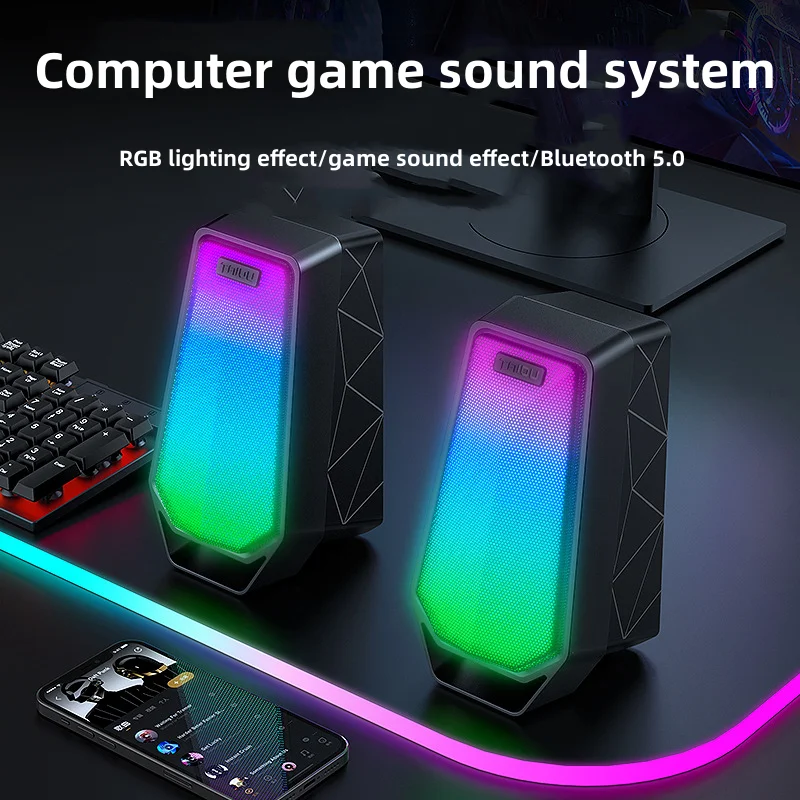 Desktop-Wired-Speaker-Bluetooth-Speaker-Home-Mini-Stereo-RGB-2-0-Gaming ...