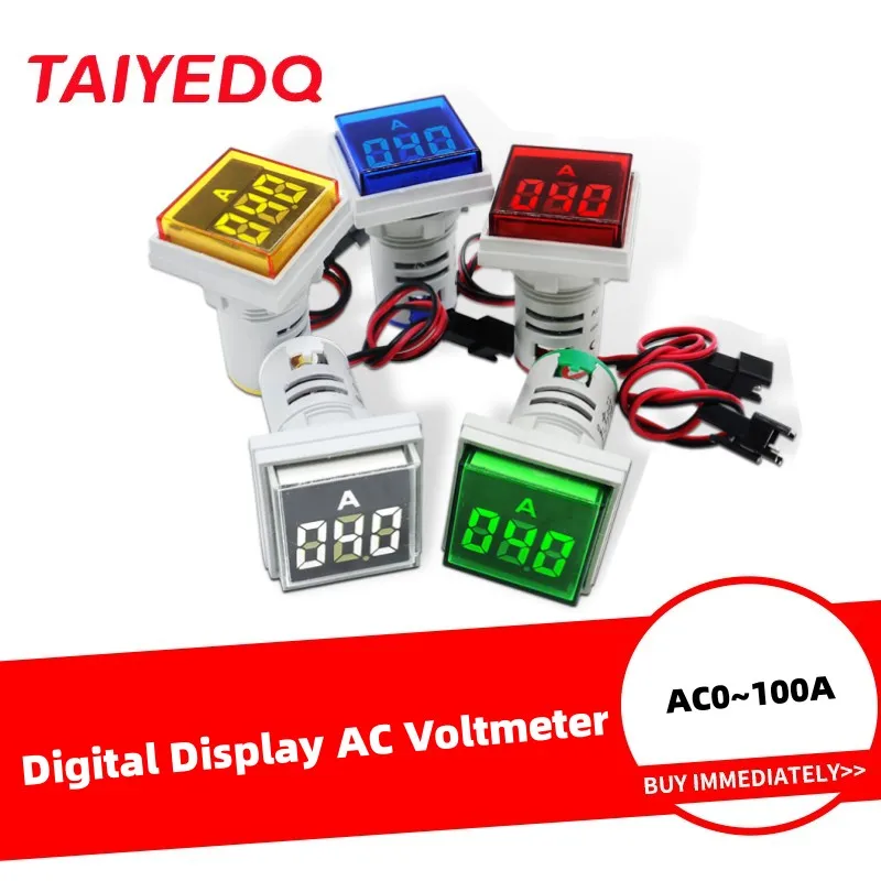 22mm-Mini-Indicator-Led-Light-Lamp-Digital-Ammeter-Ampere-0-100A-Amp ...