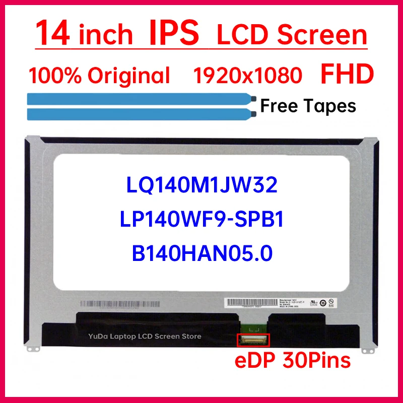 14 Inch Laptop LCD Screen LQ140M1JW32 B140HAN05.0 LP140WF9-SPB1 Display ...