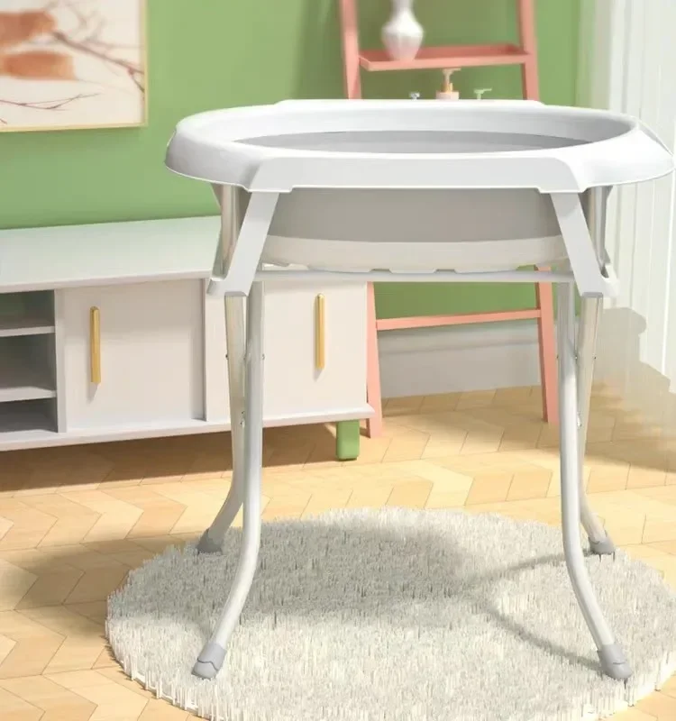 Baby-Portable-Bathtub-with-Stand-Plumbing-Children-Folding-Bath ...