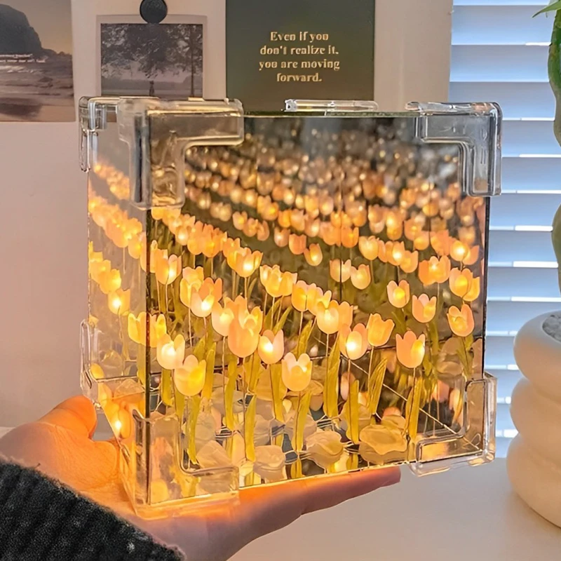 DIY-Tulip-Mirror-Cube-Lamp-Simulation-Flower-Bedroom-Sleeping-Table ...
