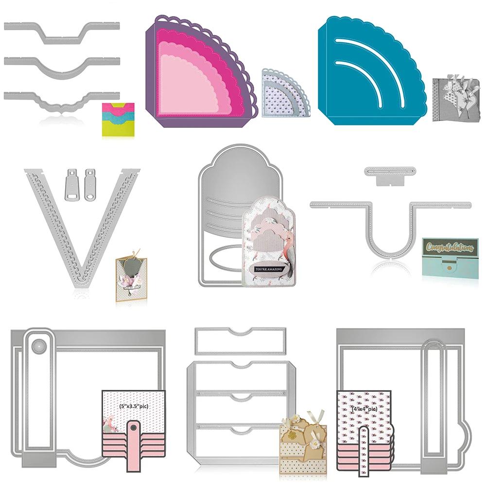 Waterfall Flap Die Cut Set Pocket Tag With Corner Cutting Dies For DIY ...
